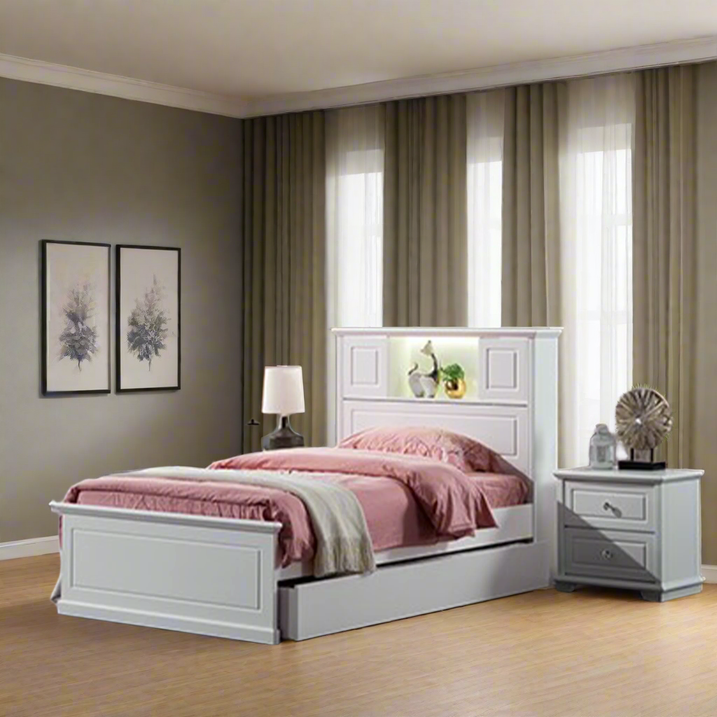 Olivia Timber Bed - Matte White — Lj Bedding and Furnitures