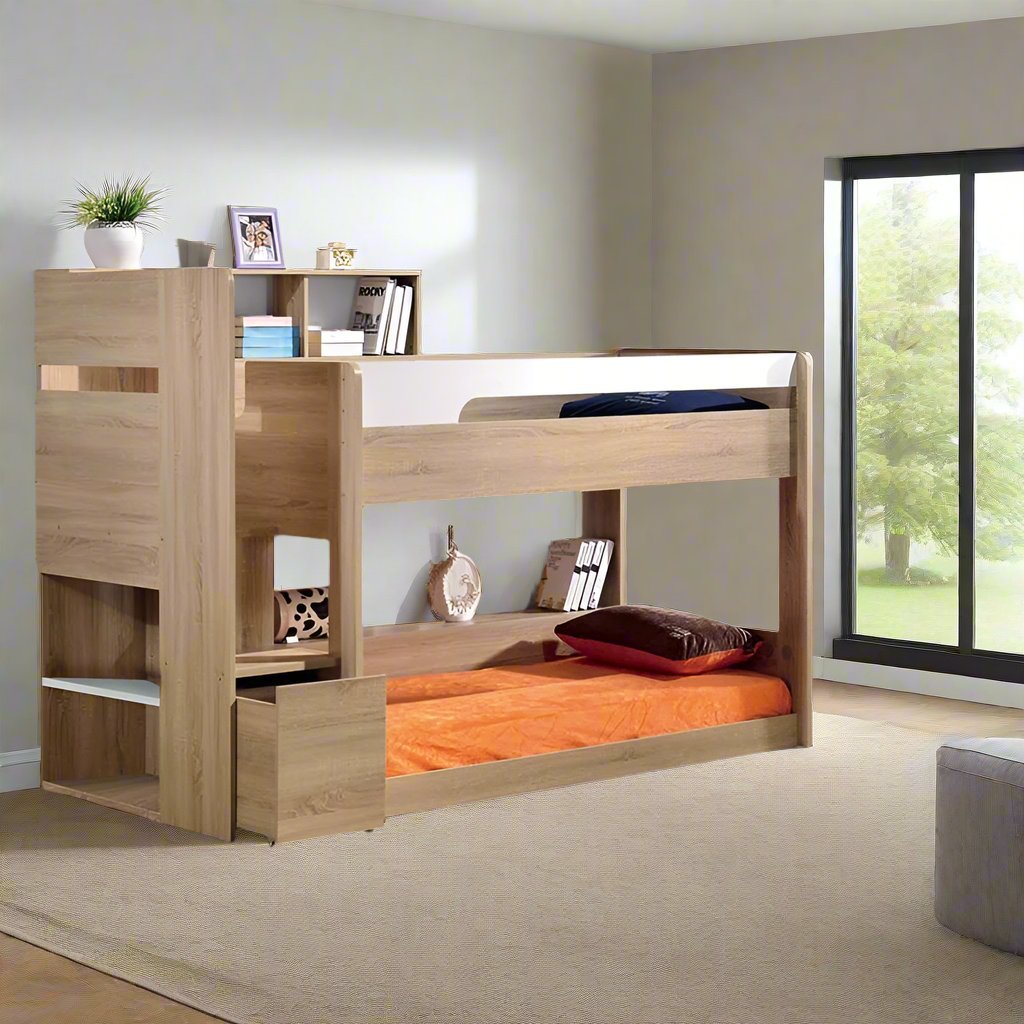 Oak Timber Zena Low Line Single Bunk Bed — Lj Bedding and Furnitures