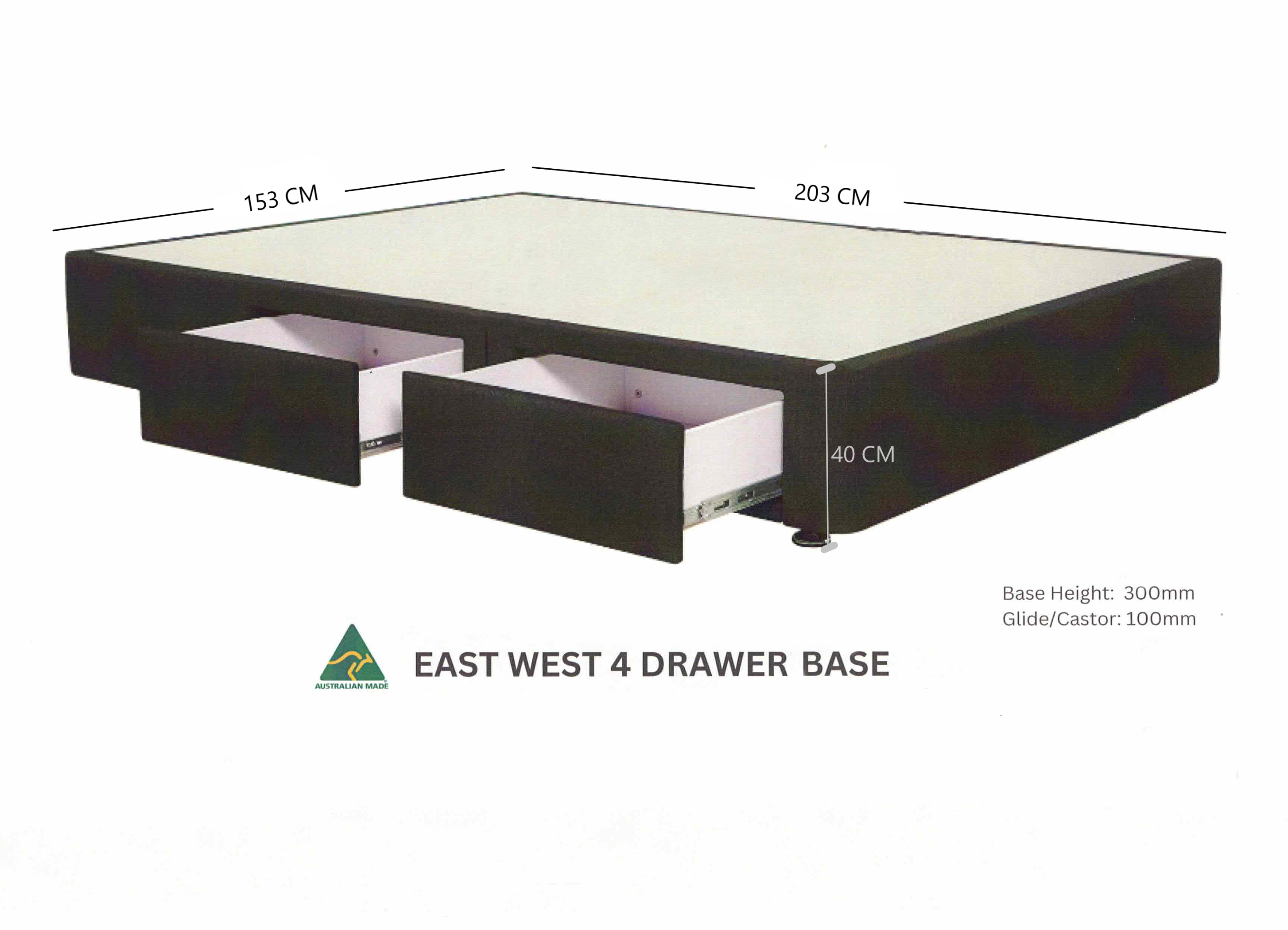 East West 4 Drawer Queen Base, 153 x 203CM — Lj Bedding and Furnitures