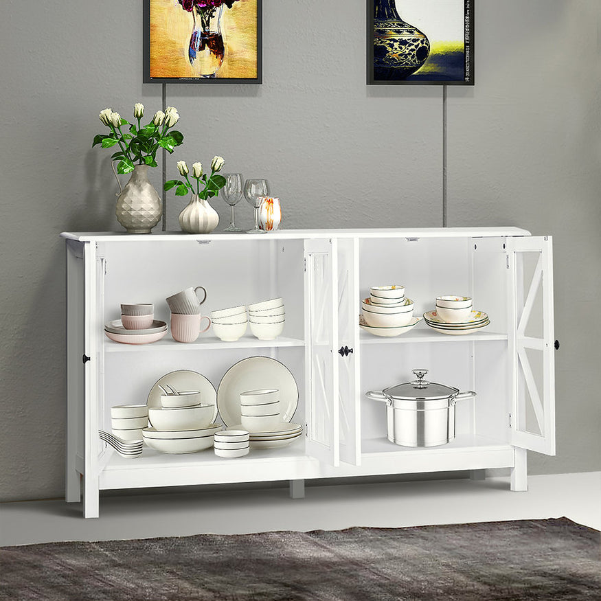 Hamptons Buffet Sideboard with 2 Glass Doors — Lj Bedding and Furnitures