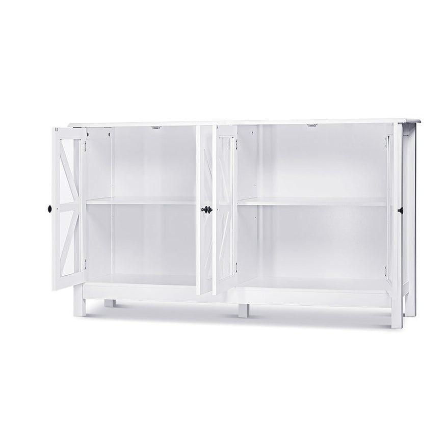 Hamptons Buffet Sideboard with 2 Glass Doors — Lj Bedding and Furnitures