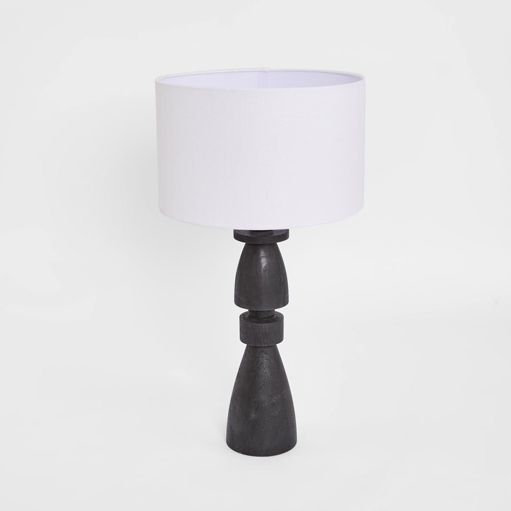 Magnus Wood Table Lamp Black Base with White Shade — Lj Bedding and ...