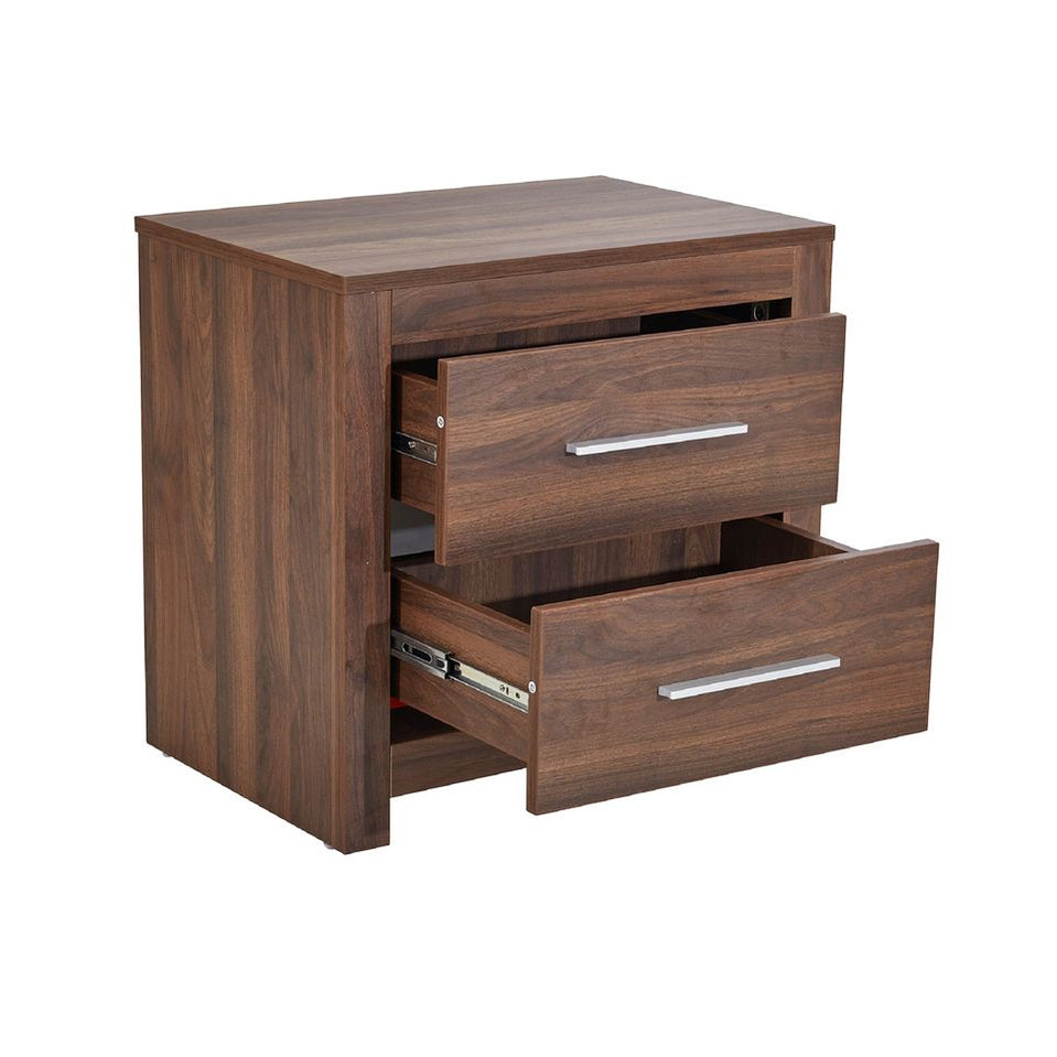 Jason 2 Drawer Bedside, Walnut — Lj Bedding and Furnitures