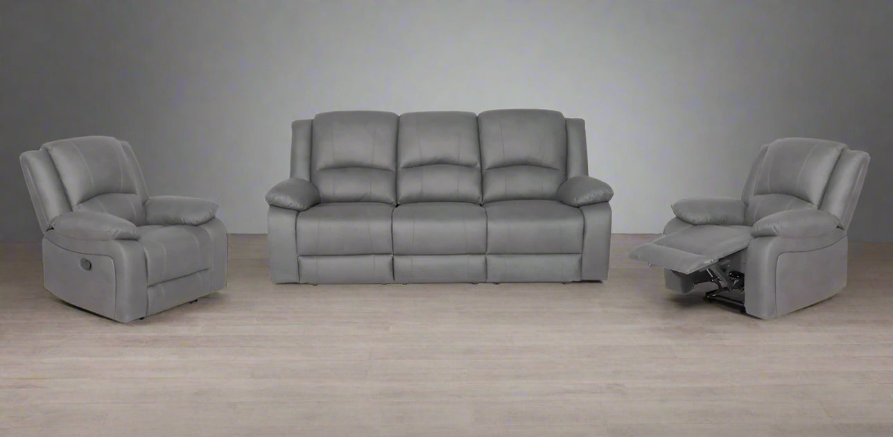 Captain Power Recliner Sofa Set, Grey — Lj Bedding and Furnitures
