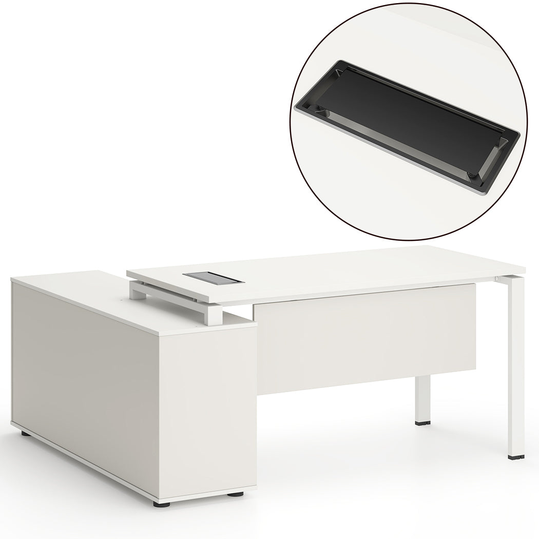 Emery 160cm L-Shaped Executive Desk White — Lj Bedding and Furnitures